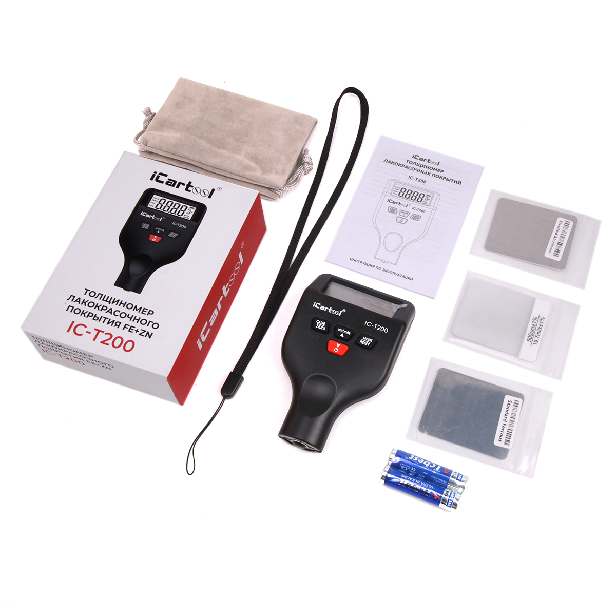 Толщиномер лакокрасочных покрытий Fe+Zn/Fe/NFe iCartool IC-T200 [IC ...